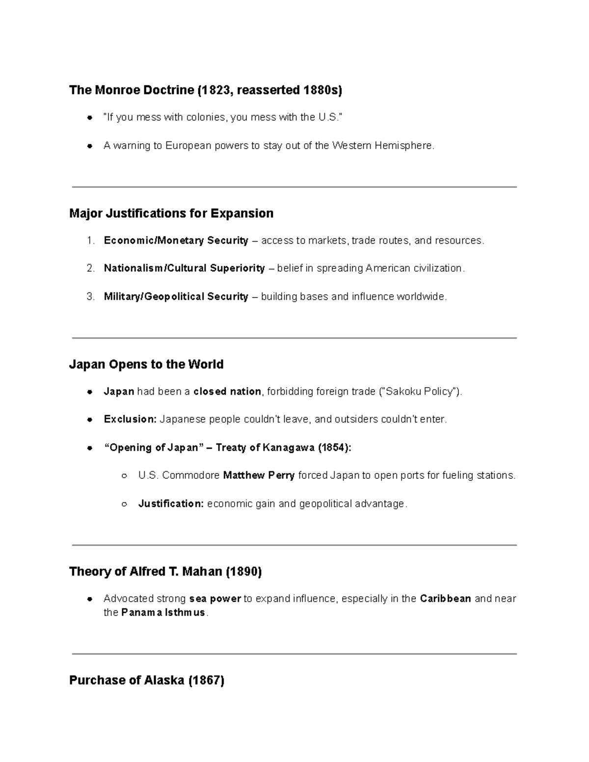 APUSH Unit 3: U.S. Foreign Policy Doctrines & Imperialism (1823-1933 ...