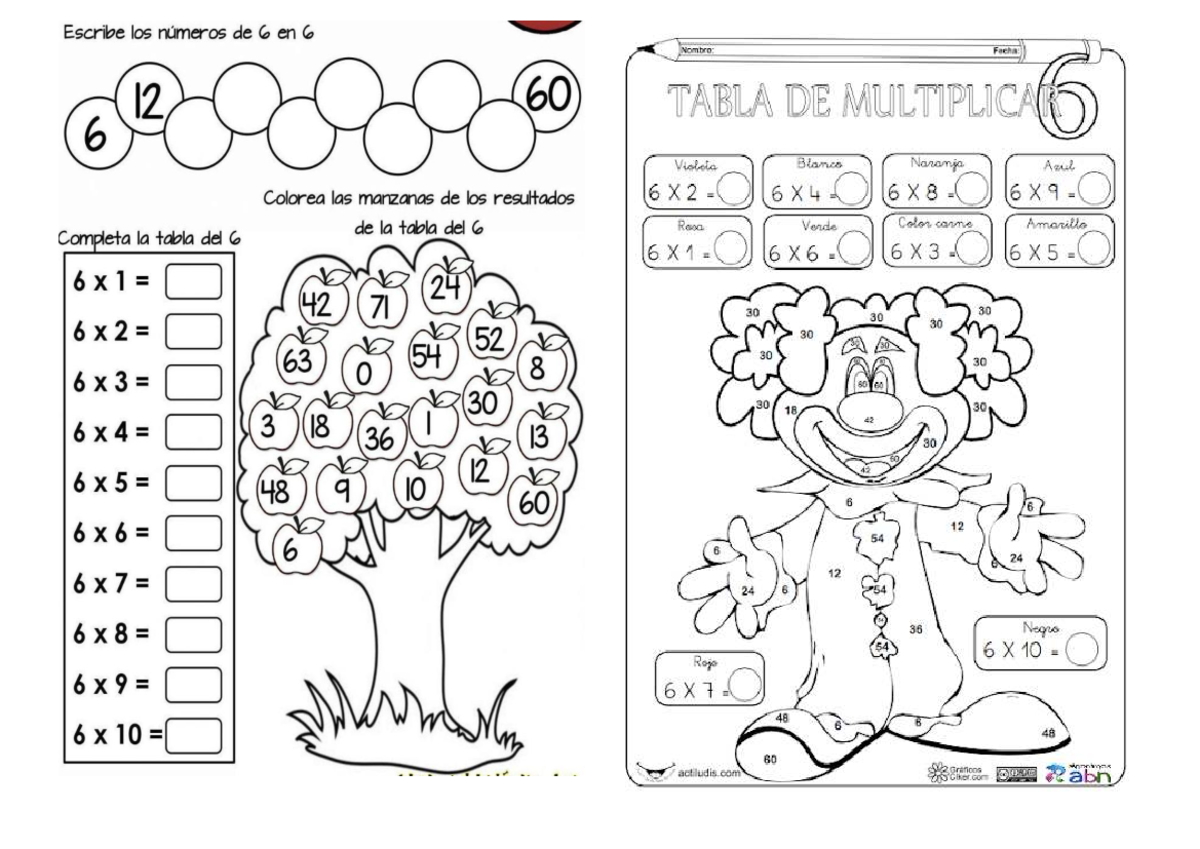 ECA Tablas de Multiplicar del 6 al 9 - Actividades - Studocu