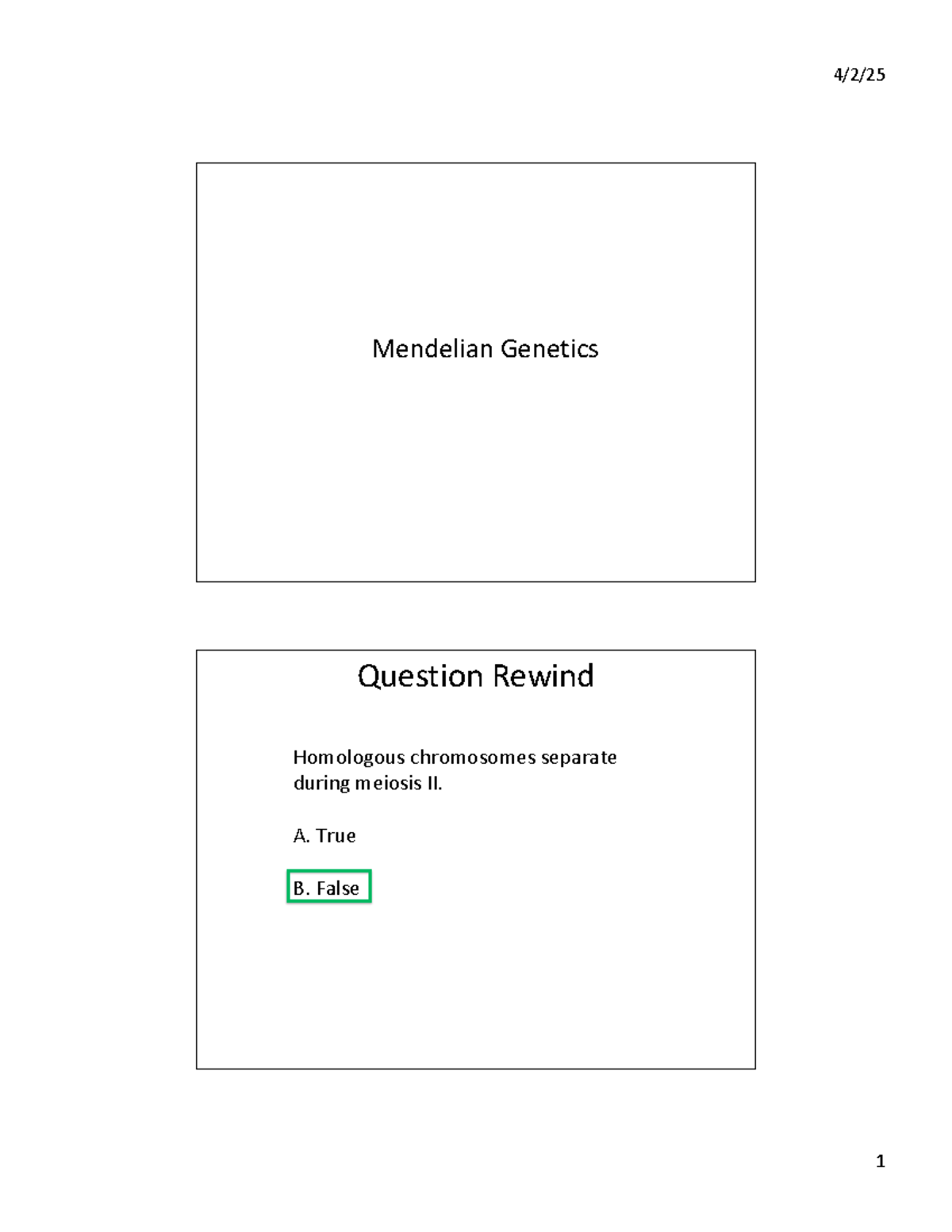 Mendelian Genetics Lecture Notes - BIOL101 (Lectures 16 & 17) - Studocu