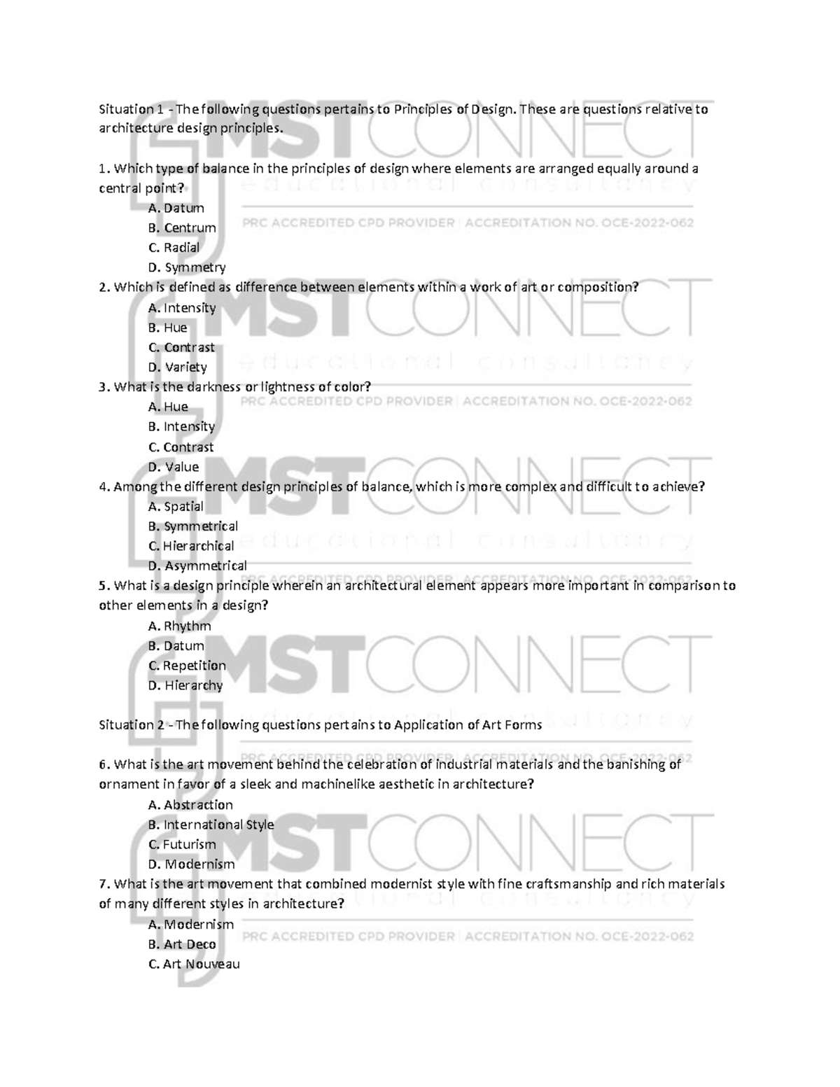 Principles of Design and Application of Art Forms (Arch 101) - Studocu