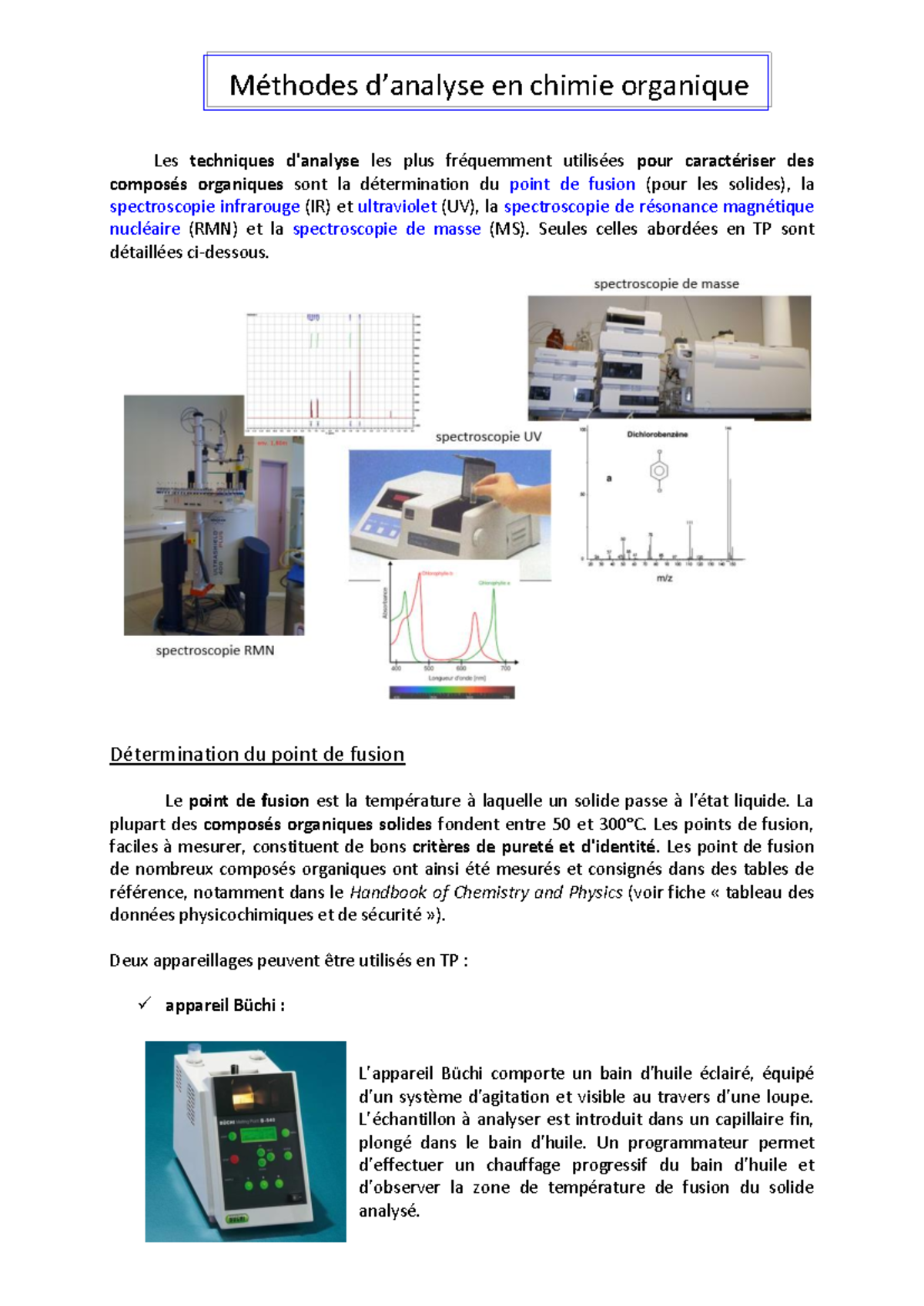 Fiche 8 - Méthodes d'Analyse (TP) en Chimie Organique - Studocu