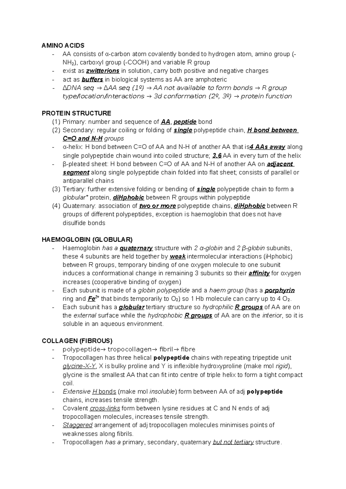 B3. Proteins: Structure and Function of Amino Acids and Proteins - Studocu