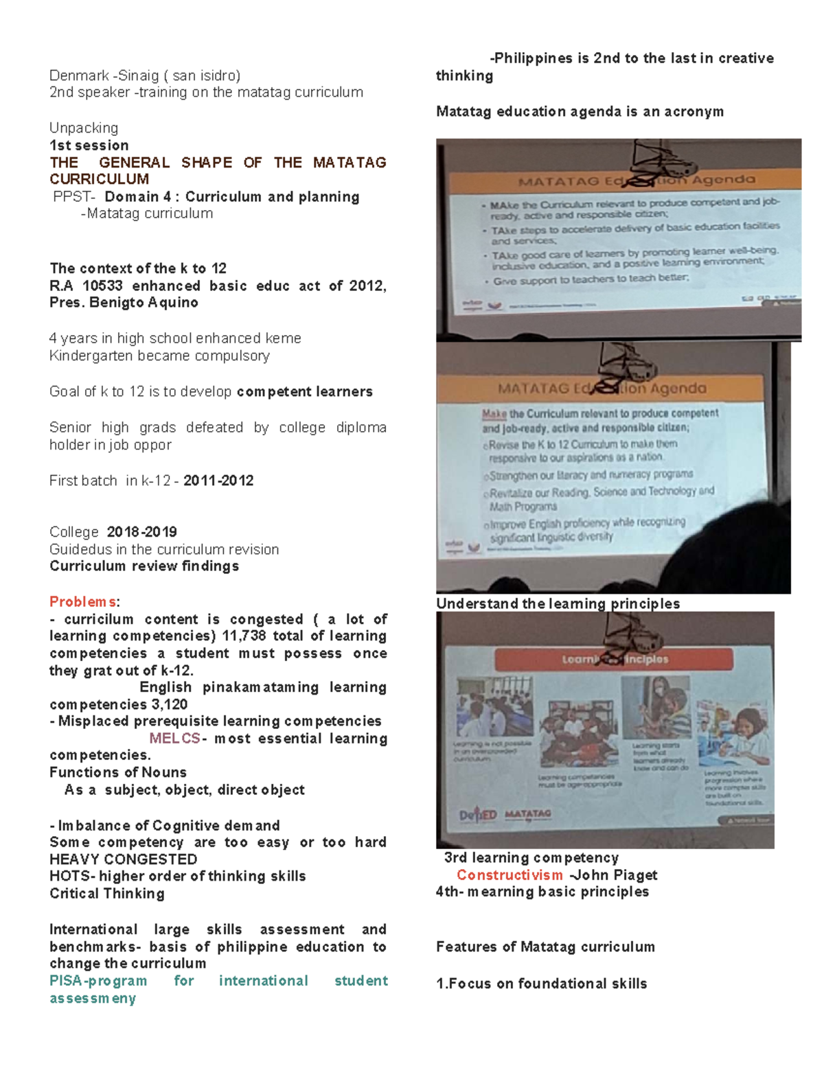 Matatag Curriculum Review: Insights and Key Findings - Studocu