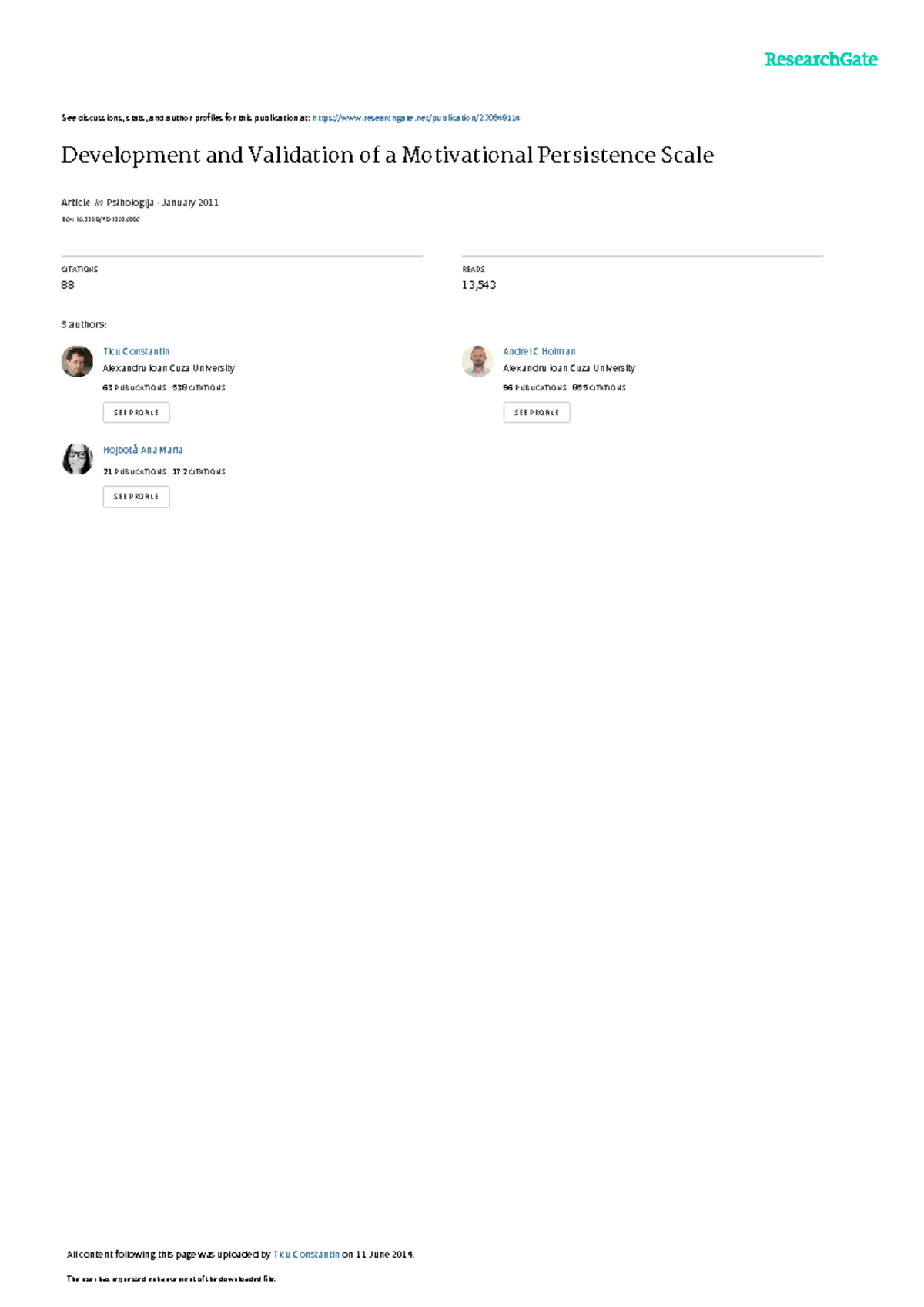 Development and Validation of the Motivational Persistence Scale (PS) - Studocu