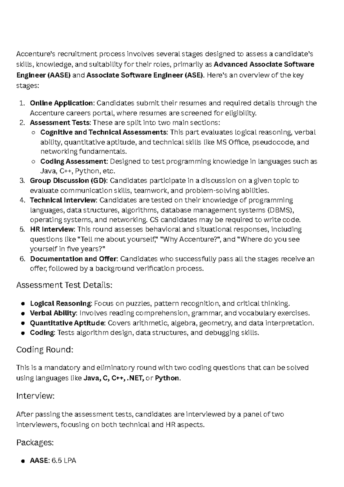 Accenture Recruitment Process Overview for AASE & ASE: 2024-2025 - Studocu