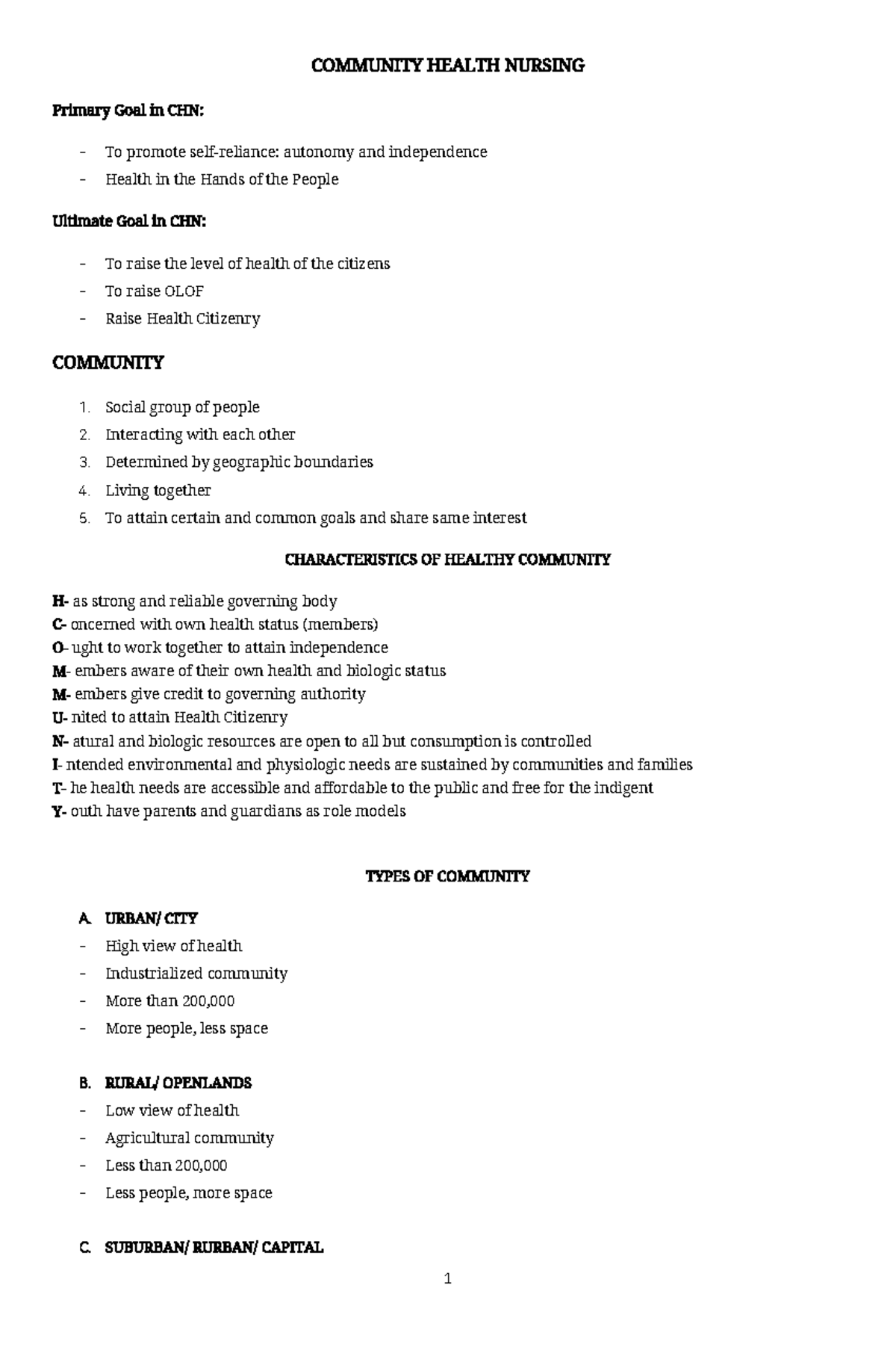 NP1 CHN Handouts: Community Health Nursing Principles and Practices ...
