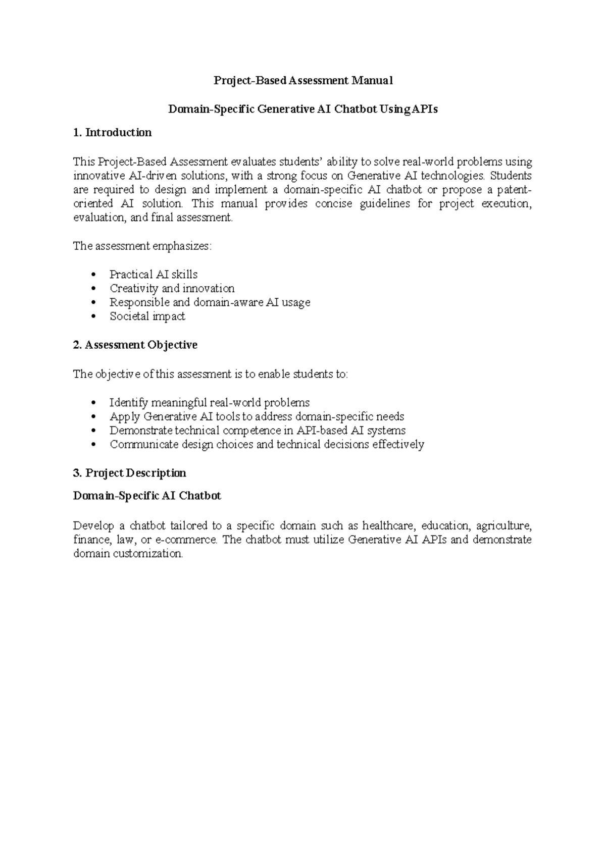 EduSolve AI Chatbot Project Manual INT428: Guidelines & Evaluation ...