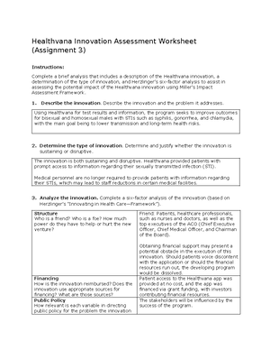 [Solved] six factor analysis of hackensack innovation based on ...