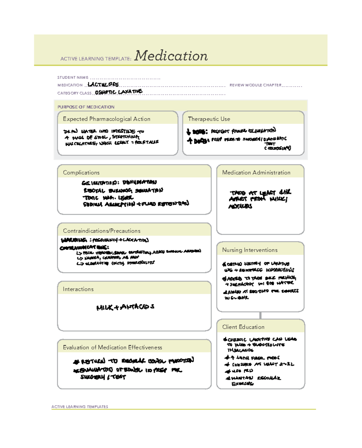 ACTIVE LEARNING TEMPLATE: Medication Review for Laxatives (Module) - Studocu