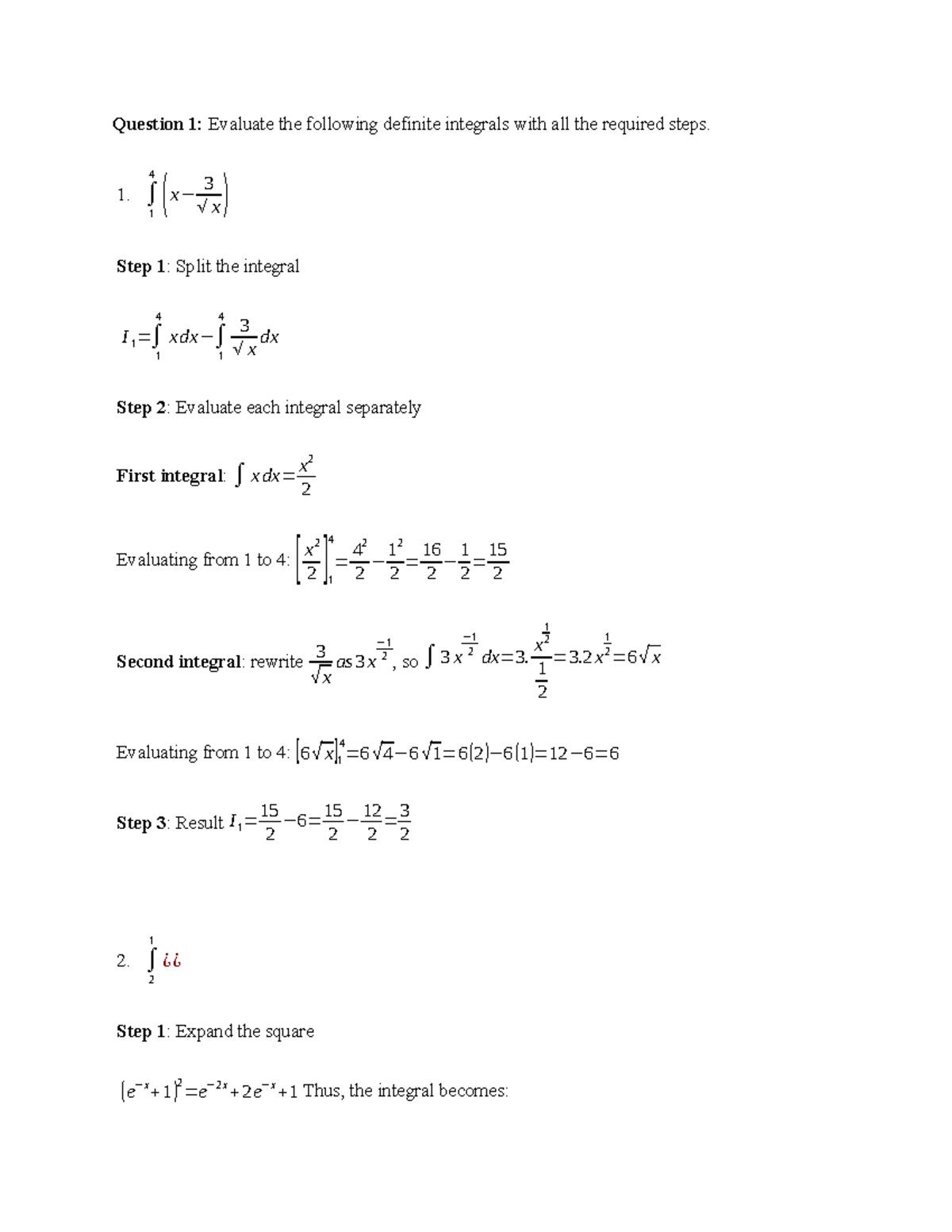 Unit 8 Assignment: Evaluating Definite Integrals with Steps - Studocu