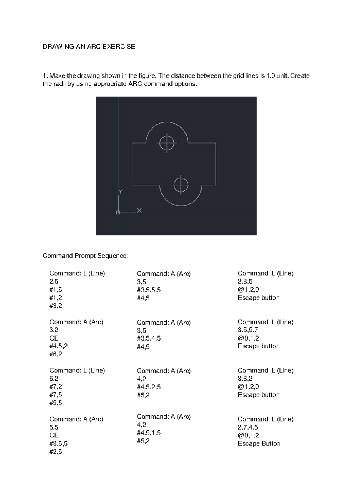 Drawing AN ARC Exercise - DRAWING AN ARC EXERCISE Make the drawing ...