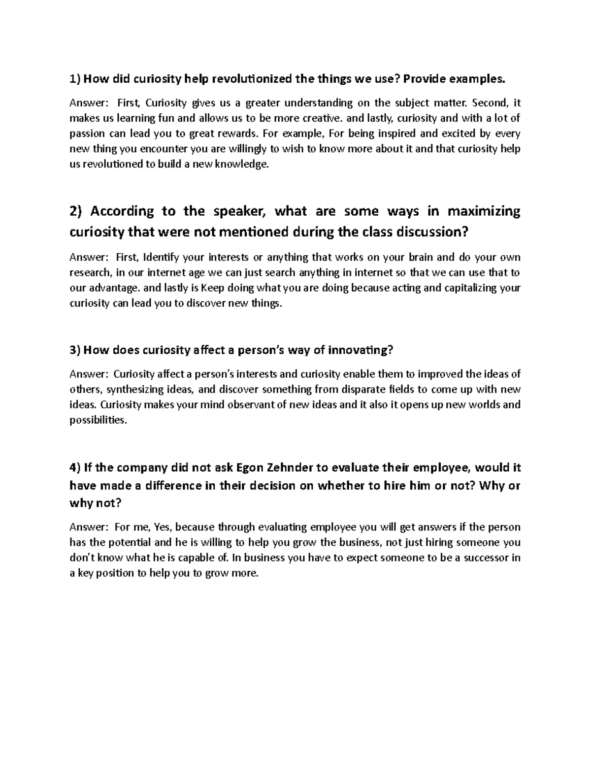 03 Curiosity: Impact on Innovation and Decision Making Activities - Studocu