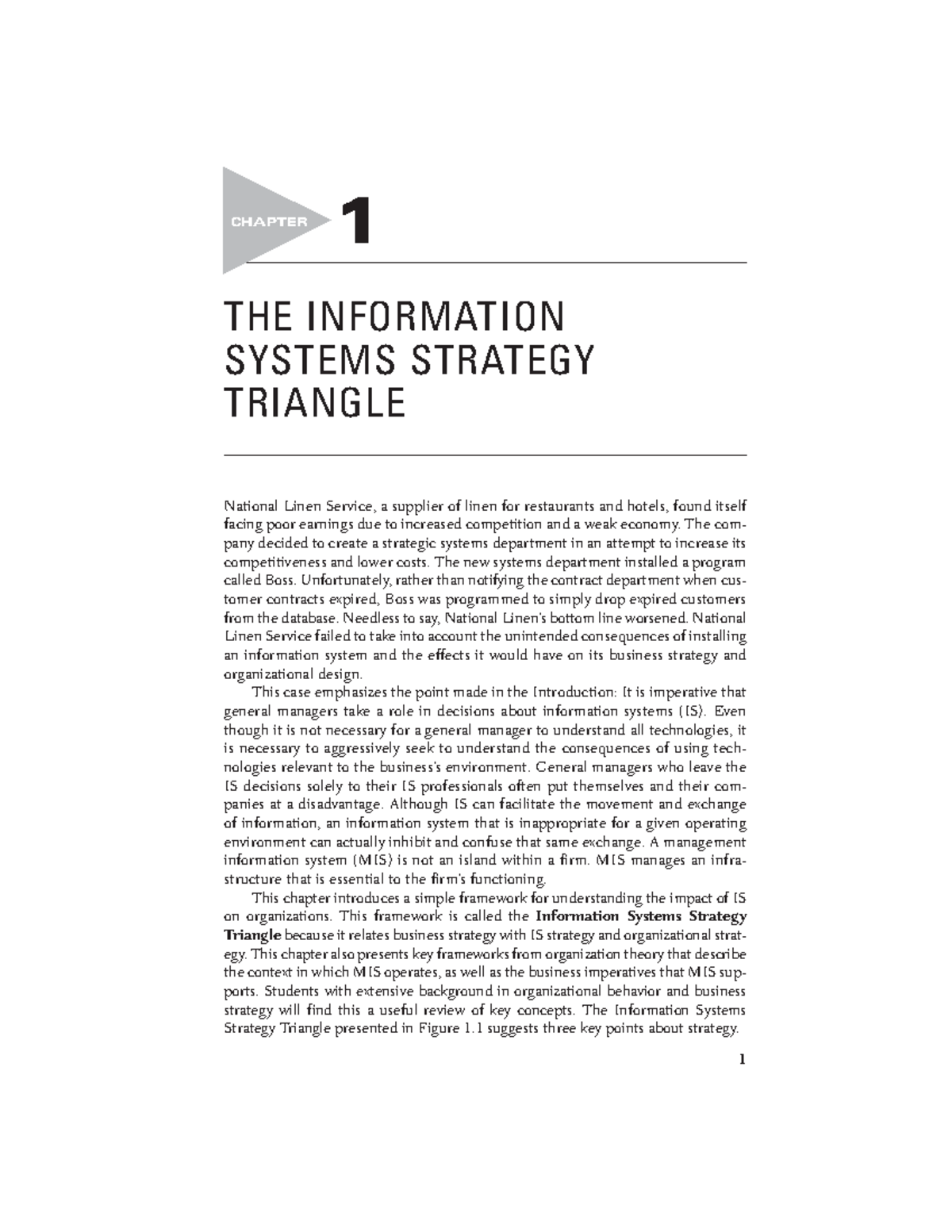 CHAPTER 1: THE INFORMATION SYSTEMS STRATEGY TRIANGLE - Lecture Notes ...