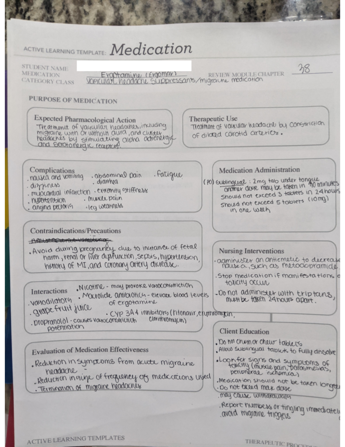 Ergotamine ATI - ATI Template for practice - ACTIVE LEARNING TEMPLATE ...