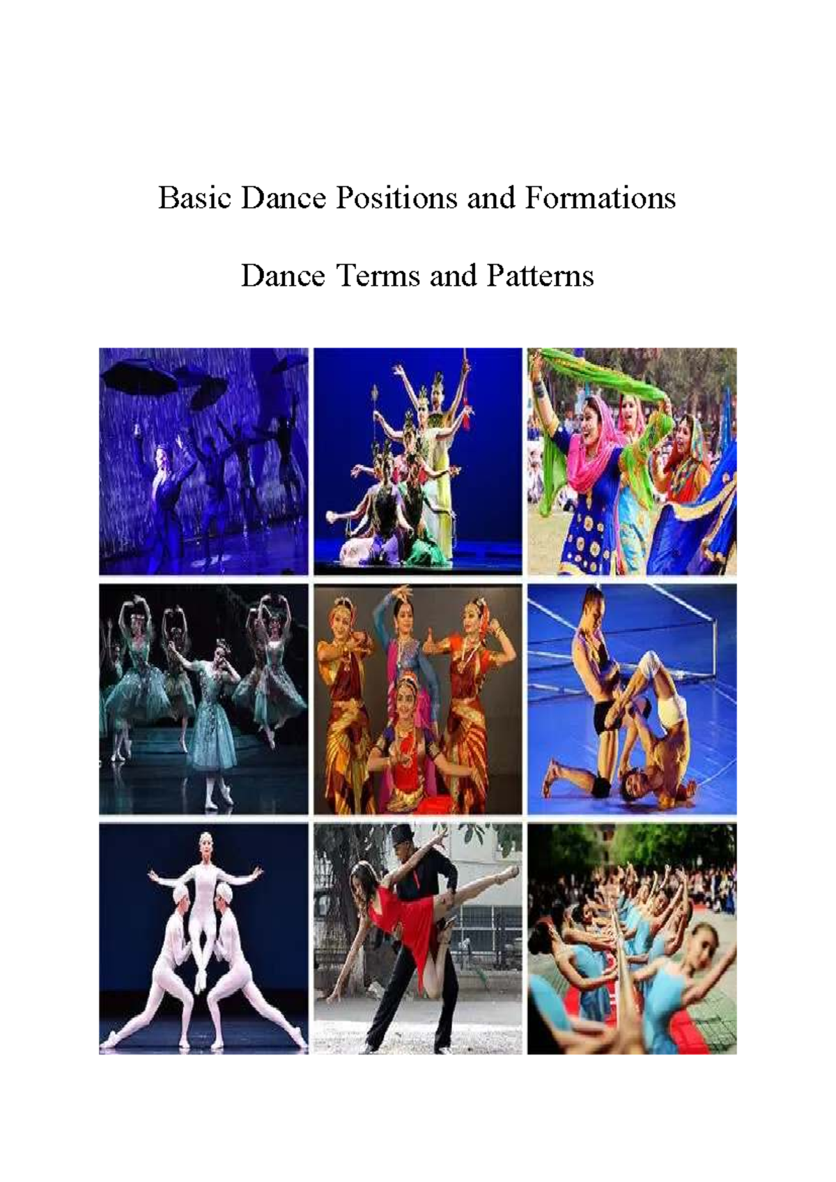 International Dance Terms: Basic Positions & Formations - Studocu