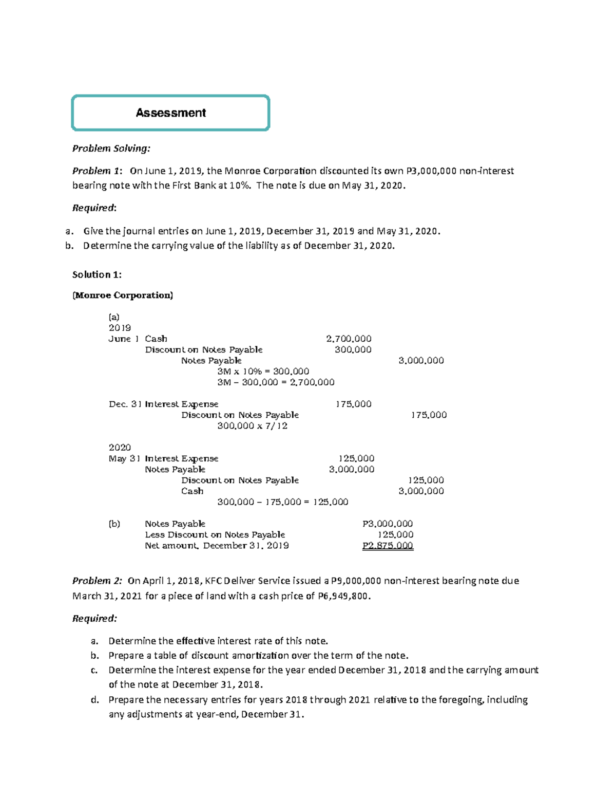 AC78.5.2-Module-5-Answer-Key - Problem Solving: Problem 1 : On June 1 ...