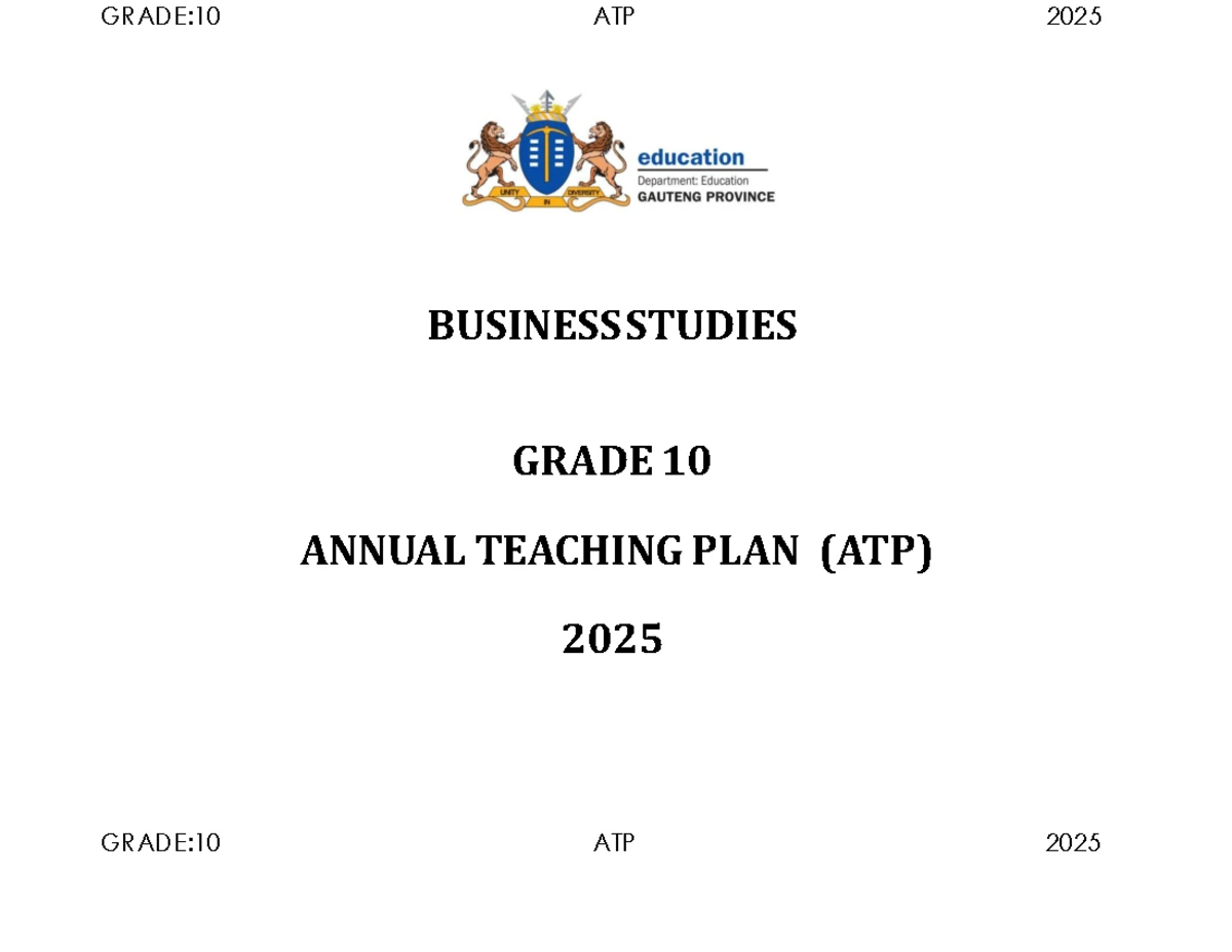 Grade 10 ATP 2025 Summary: Term-wise Breakdown & Key Topics - Studocu