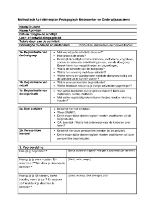 Methodisch activiteitenplan voor kinderopvang - Methodisch ...
