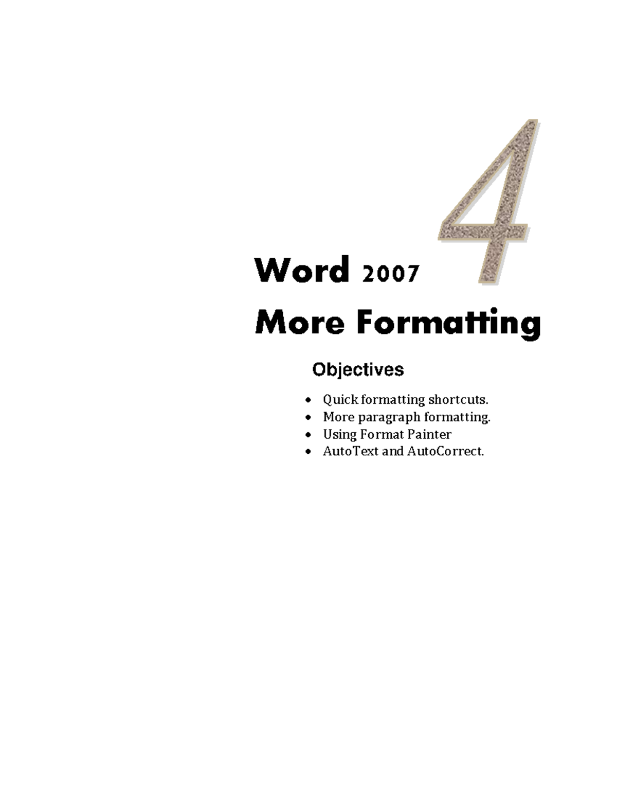 Word 2007 - Lesson 04: Advanced Formatting Techniques and Shortcuts ...