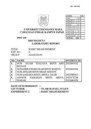 CHM271 Lab Report (Hess's Law) - LABORATORY REPORT PHYSICAL CHEMISTRY ...