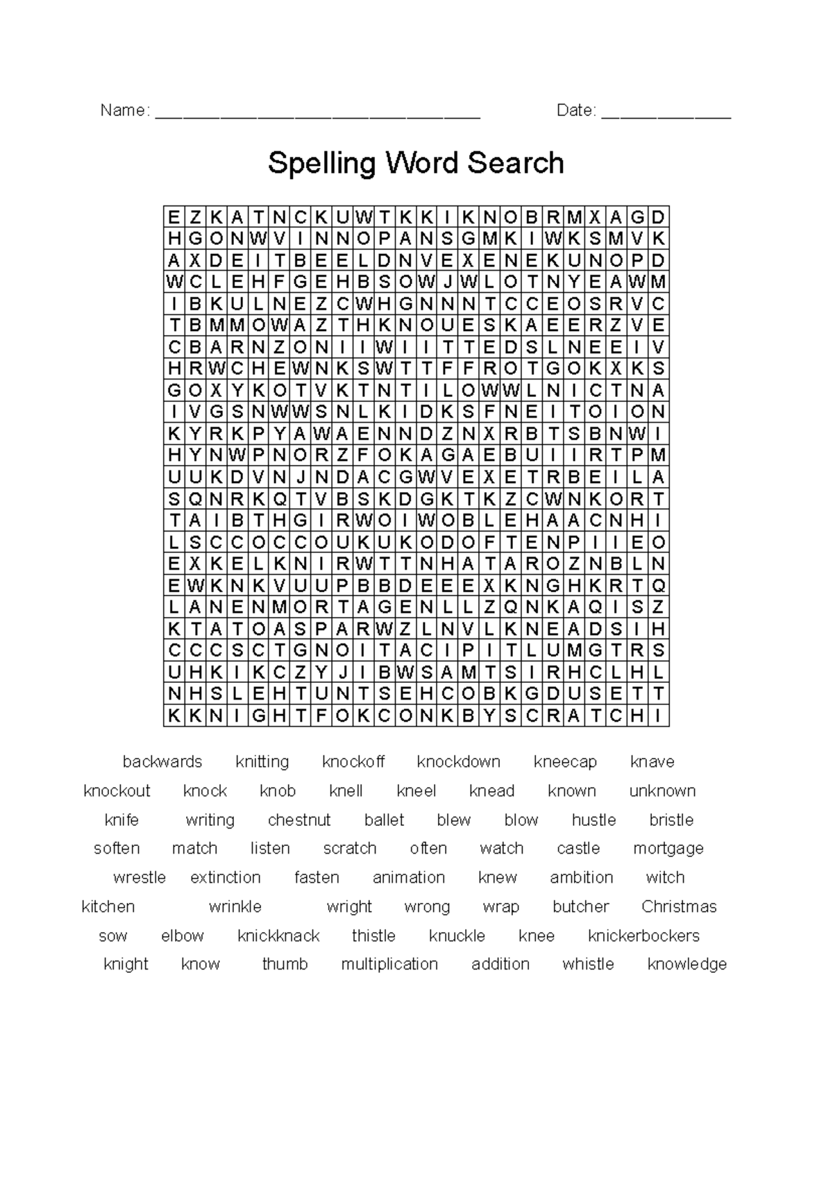Spelling Word Search Activity for Students - Spelling Practice - Studocu