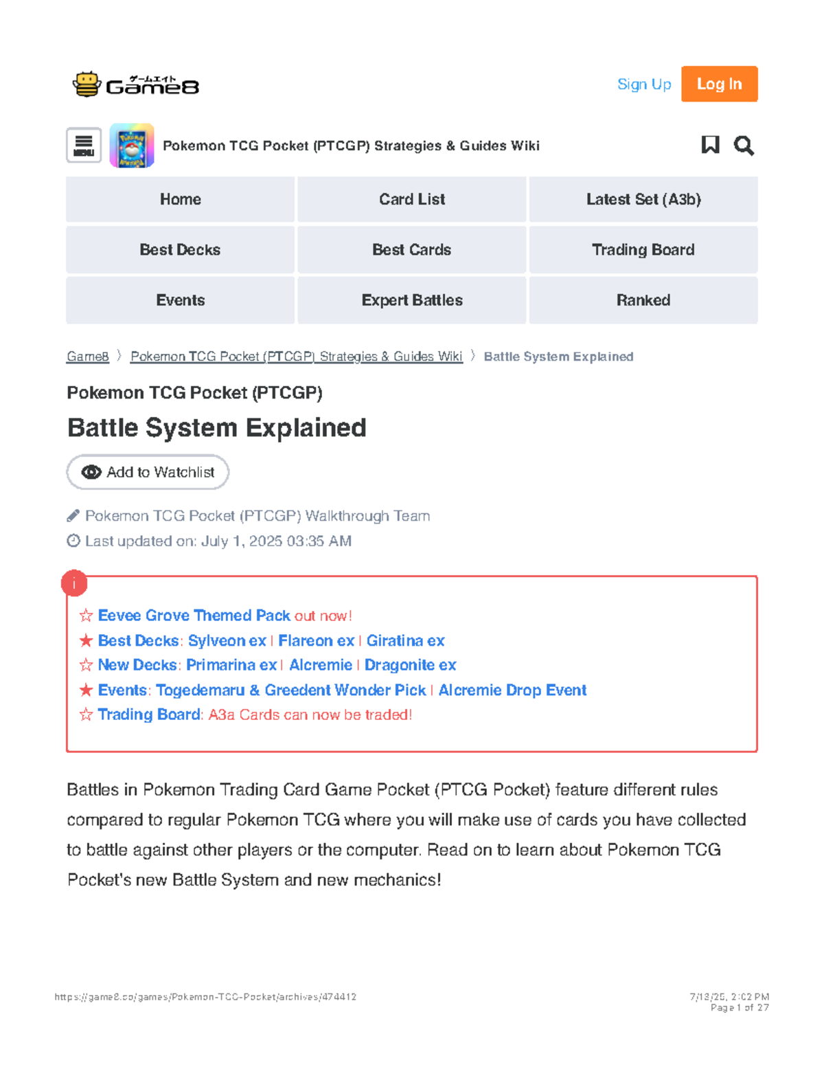 Battle System Guide for Pokemon TCG Pocket (PTCGP) - Studocu