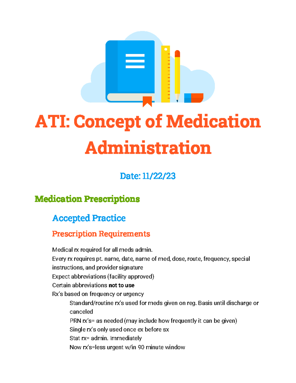 ATI Medication Administration Concepts - Exam Notes Guide - Studocu