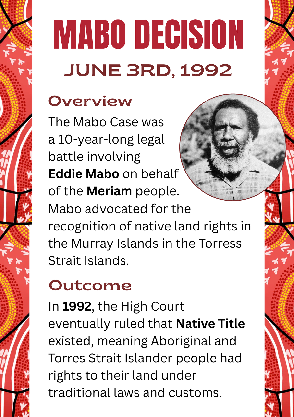 MABO DECISION & NATIVE TITLE ACT: Land Rights Movement Overview - Studocu
