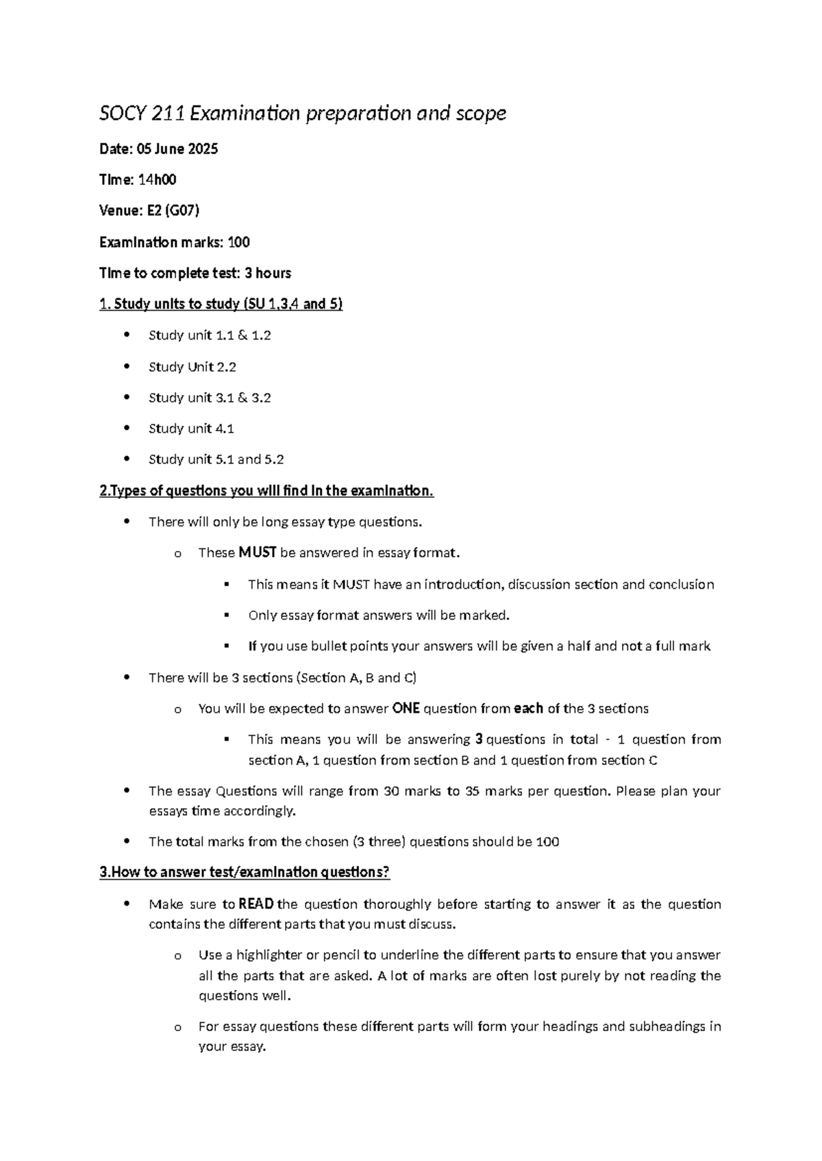 SOCY 211 Final Exam Preparation: Essay Format Guidelines and Tips - Studocu