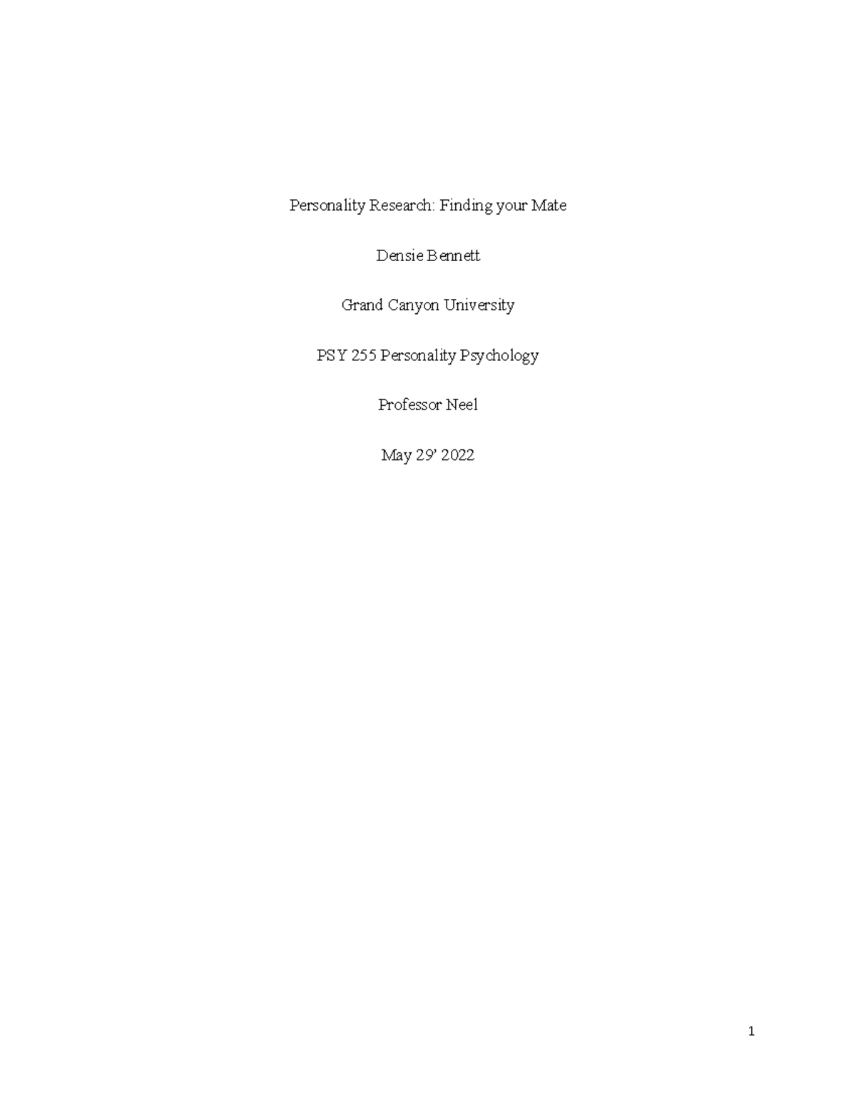 PSY 255 week 7 Personality research paper APA format. Choosing your ...