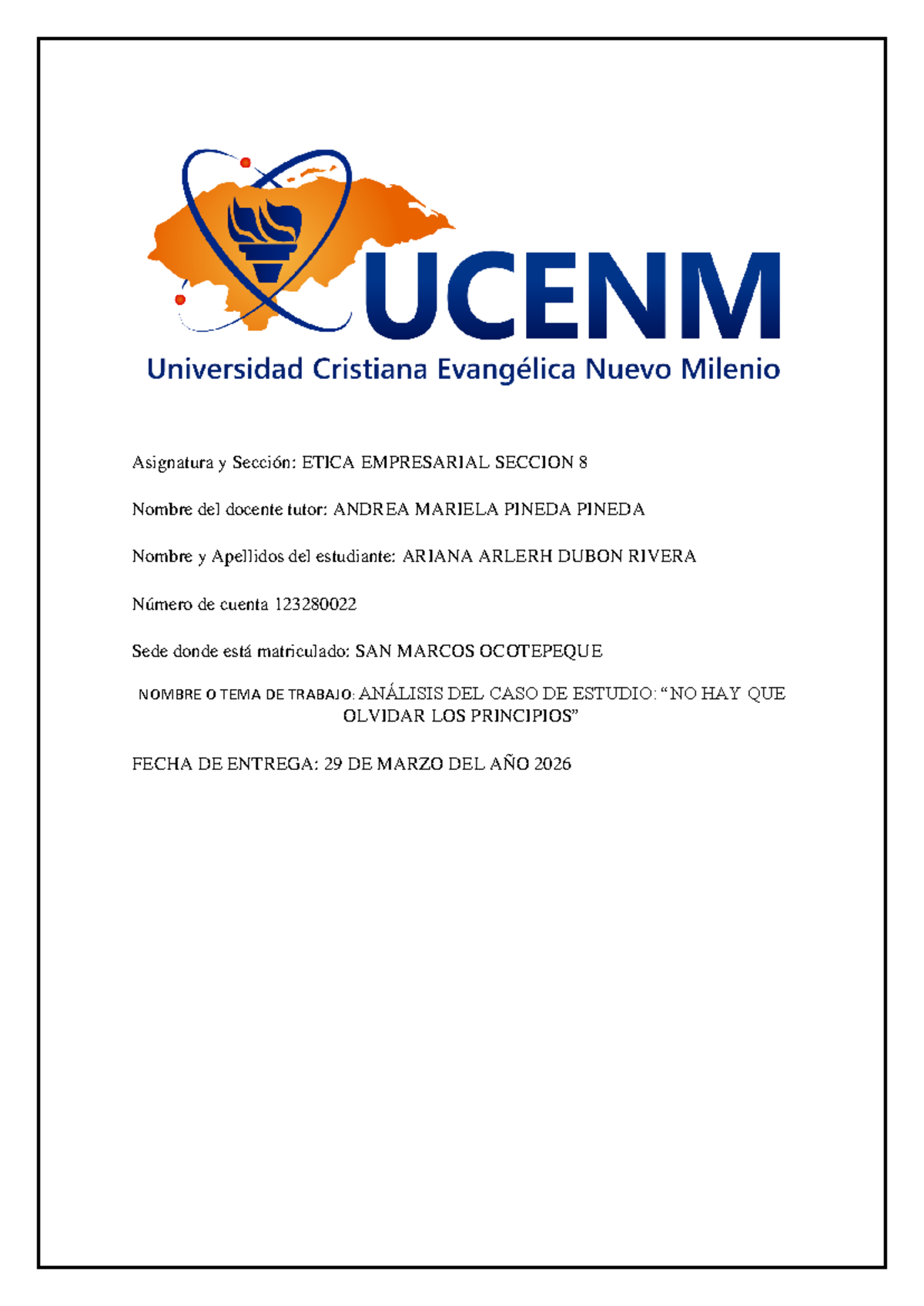 Análisis del Caso de Estudio: Ética en Salud - ETICA EMPRESARIAL ...