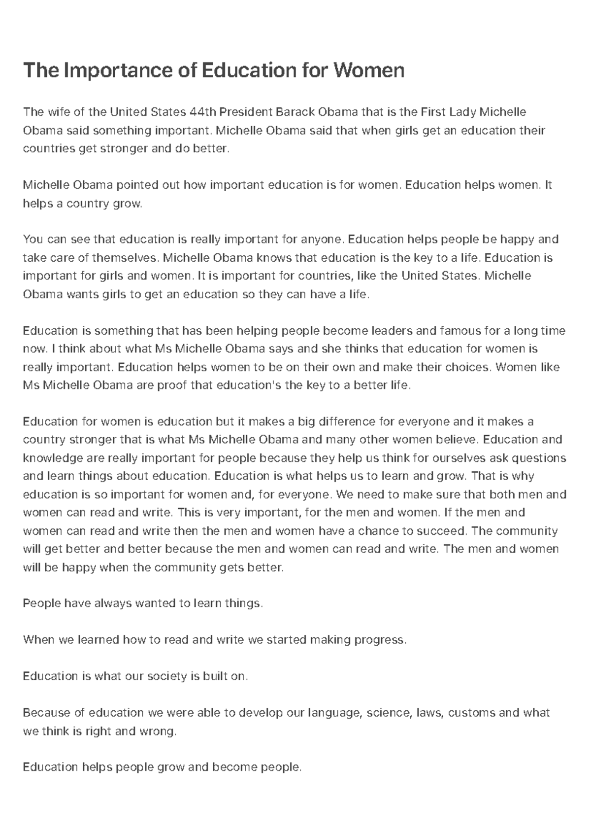 The Significance of Women's Education: Insights from Michelle Obama ...