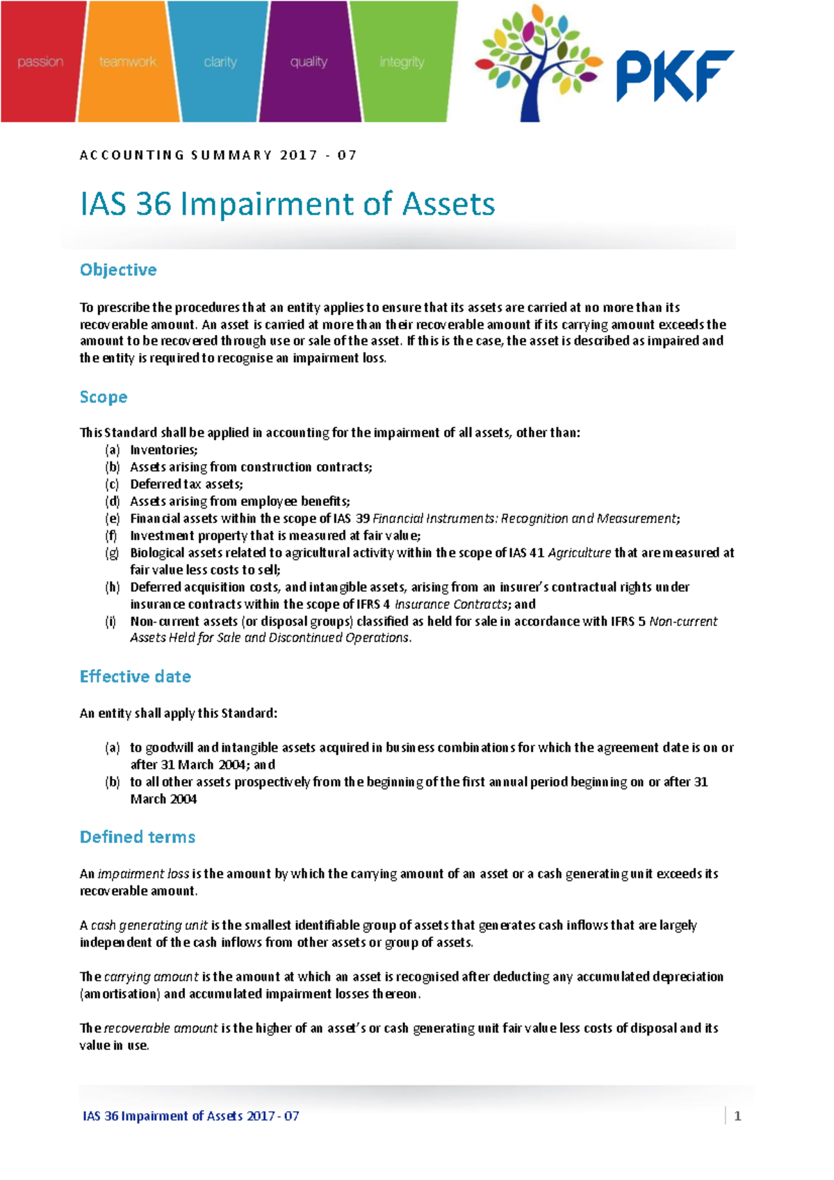 IAS 36: Impairment of Assets - Detailed Summary and Key Insights - Studocu
