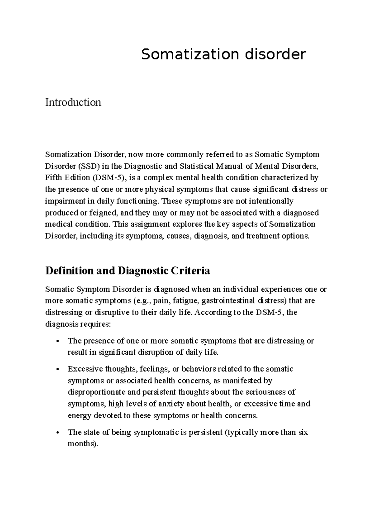 literature of the marginalized - Somatization disorder Introduction ...