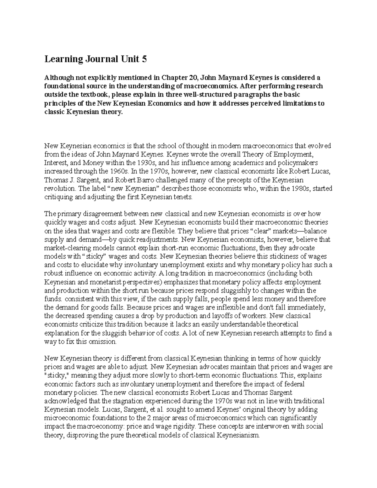 Learning Journal Unit 5 - After performing research outside the ...