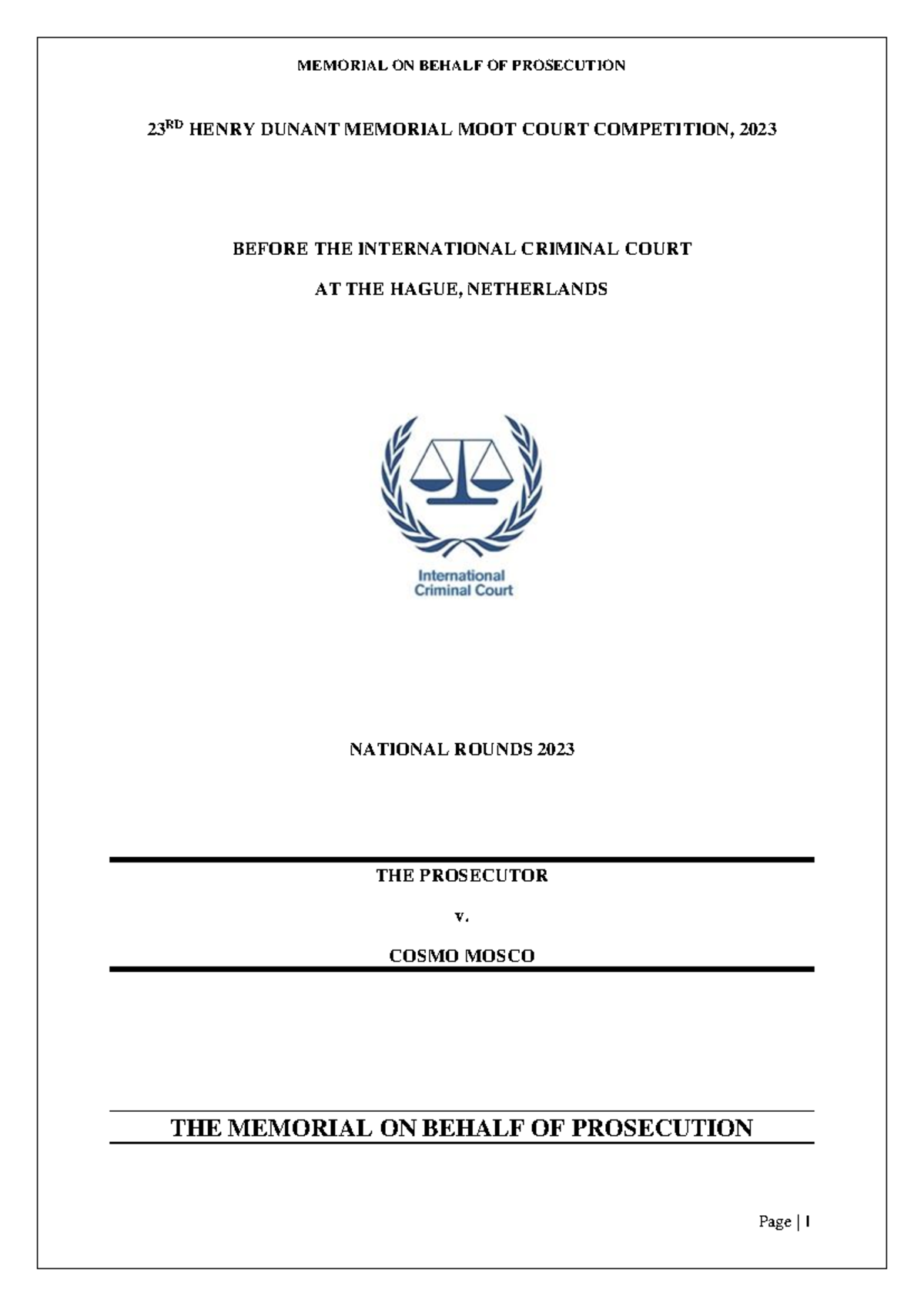 23RD Henry Dunant Memorial MOOT Court Competition prosecution - 23 RD ...