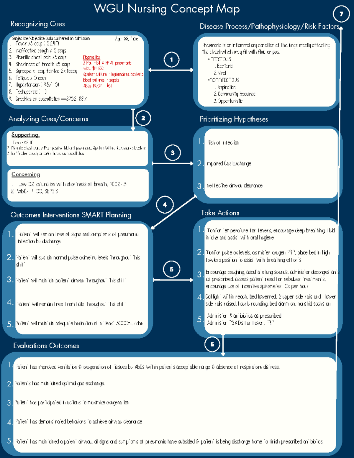 WGU Nursing Clinical Concept Map: Pneumonia Pathophysiology and Care ...