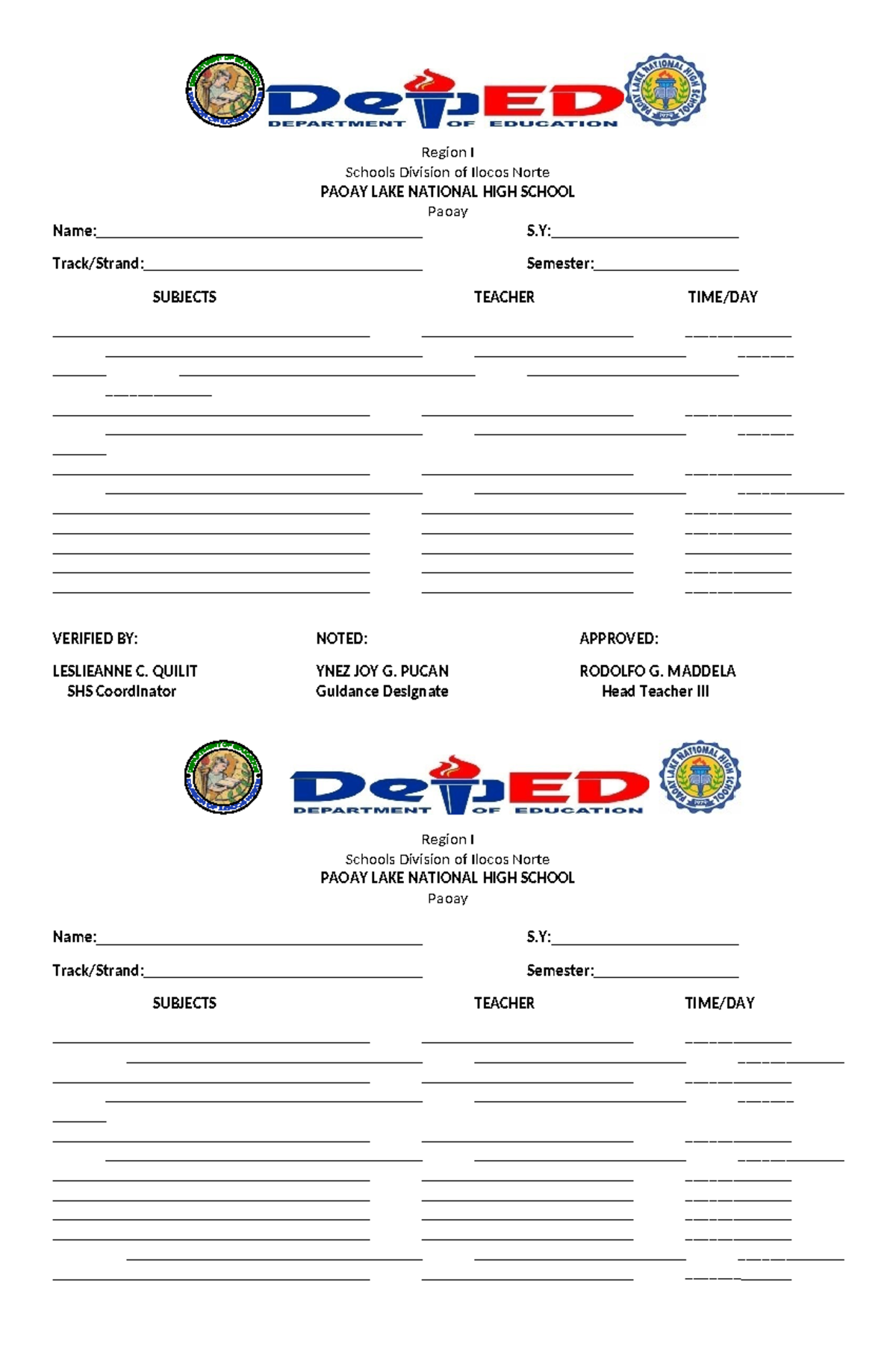 ACAD-FORM - Acad form - Region I Schools Division of Ilocos Norte PAOAY ...