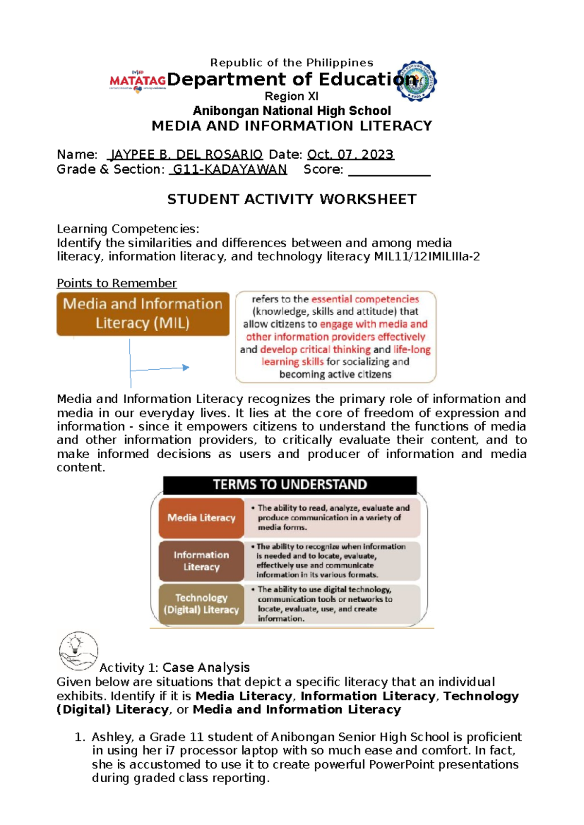 MIL Q1 activity sheet 2 GAS - Republic of the Philippines Department of ...