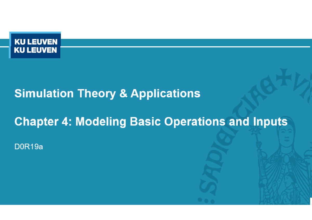 Simulation Theory Applications D0R19a: Chapter 4 Input Analysis - Studocu