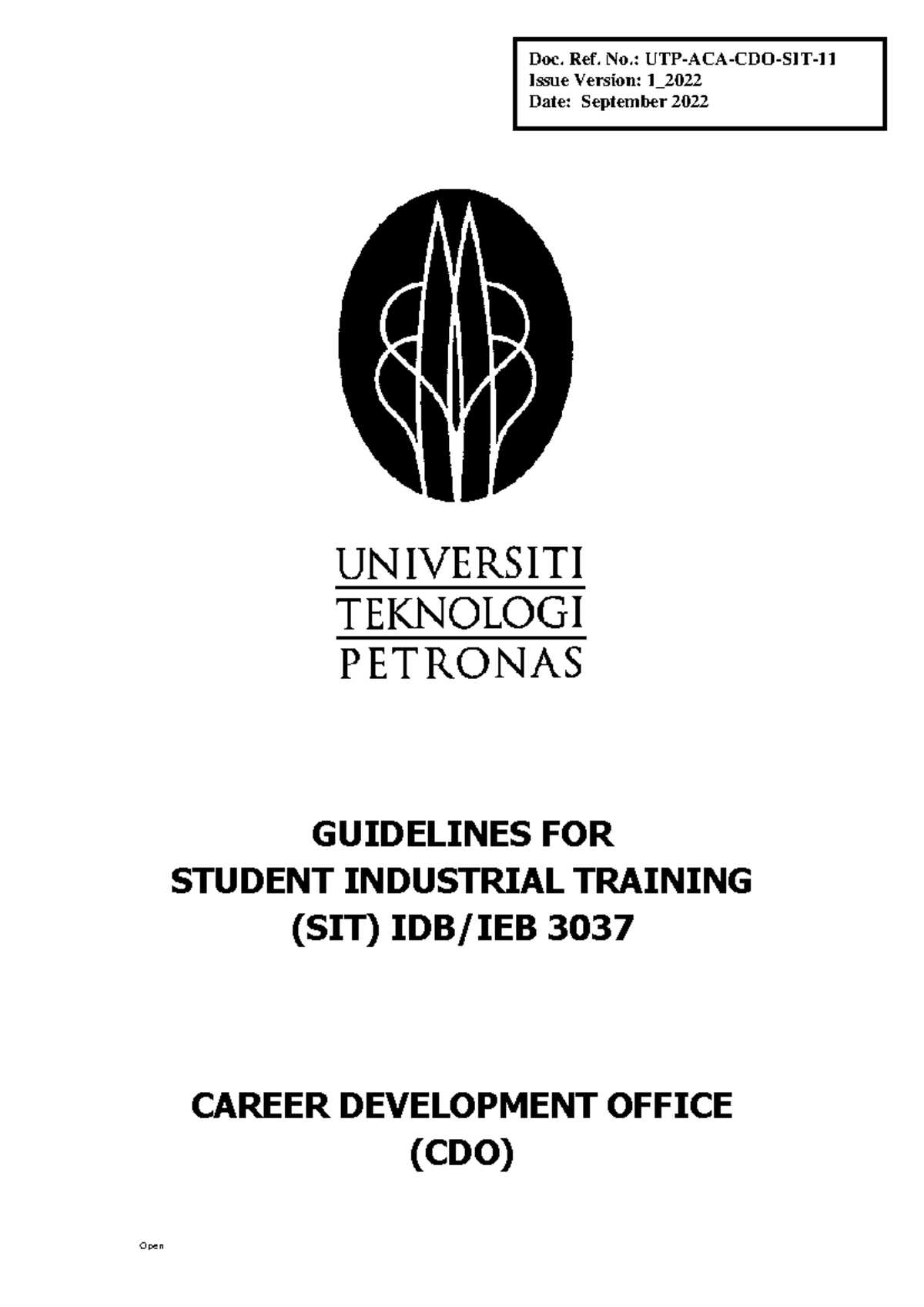 SIT Guidelines v1 2022: Comprehensive Student Industrial Training ...