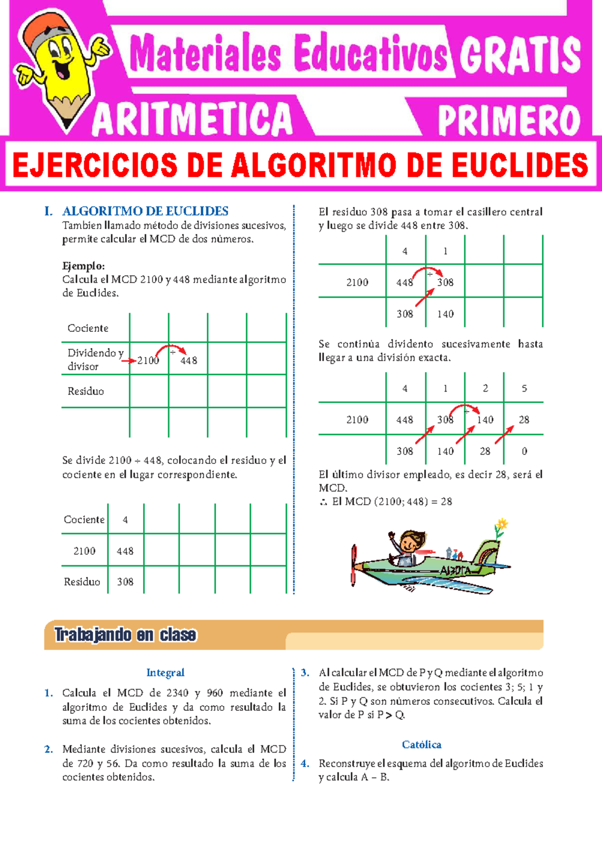 Ejercicios sobre el Algoritmo de Euclides para Secundaria - UNMSM - Studocu