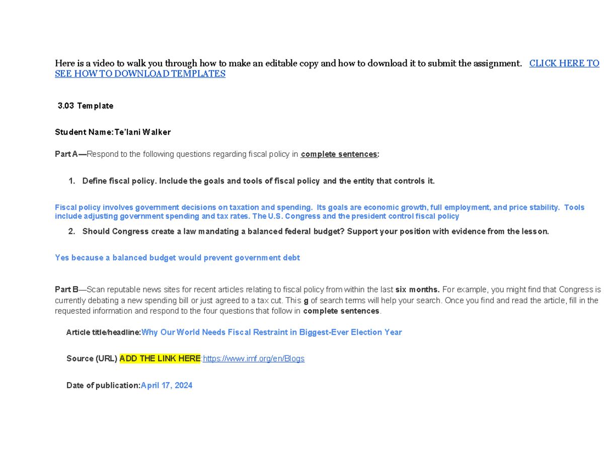 3.03 Template: Fiscal Policy Assignment Guide and Submission ...