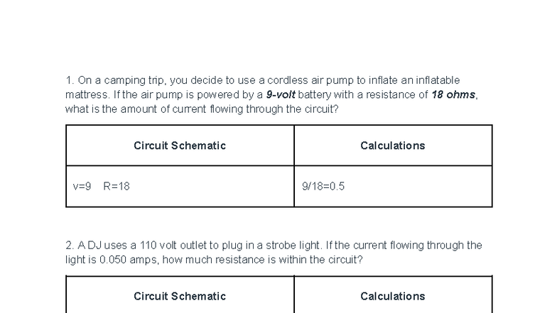 Circuit Schematic Calculations and Constructing Circuits Guide - Studocu