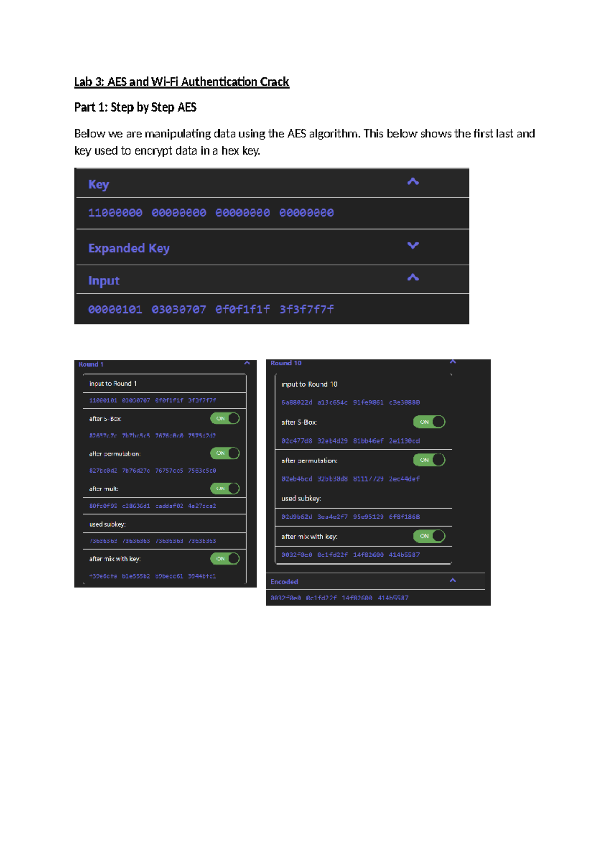 Lab 2 - Lab2 - Lab 3: AES and Wi-Fi Authentication Crack Part 1: Step ...