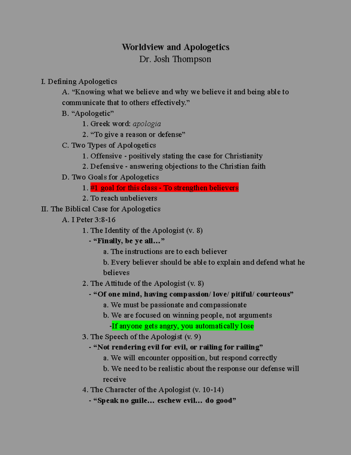 Worldview and Apologetics Notes (PCC Fall 2025) - Studocu