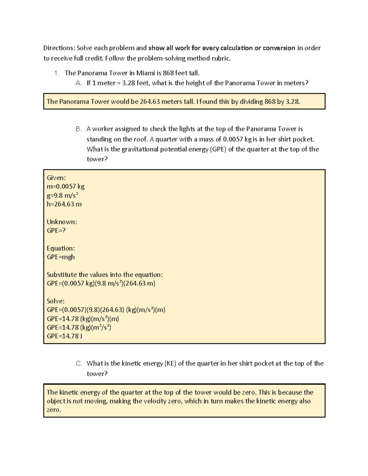3.07 Forms of Energy: Kinetic & Gravitational Potential Energy ...