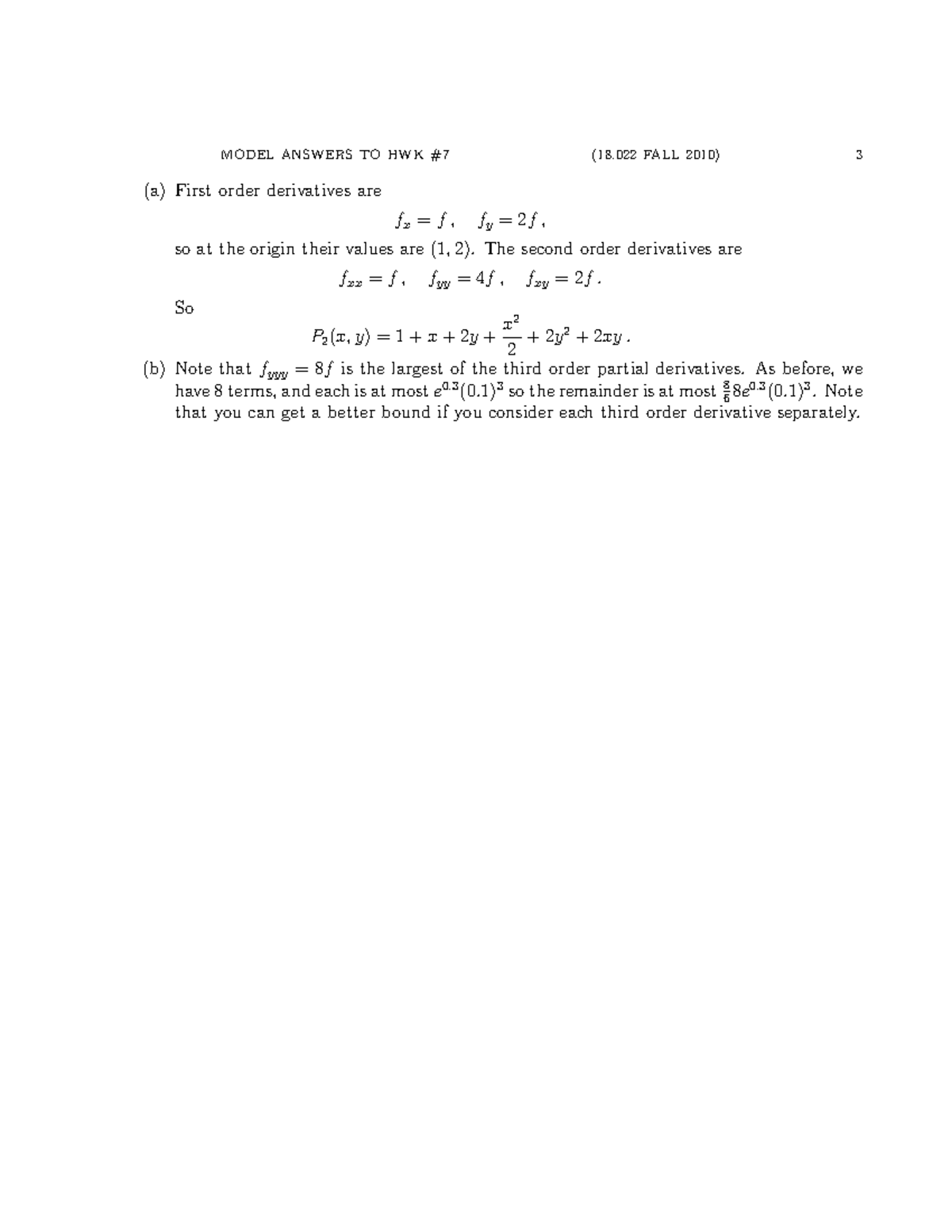 MODEL ANSWERS TO HWK (18.022 FALL 2010) - PART 2 - Studocu