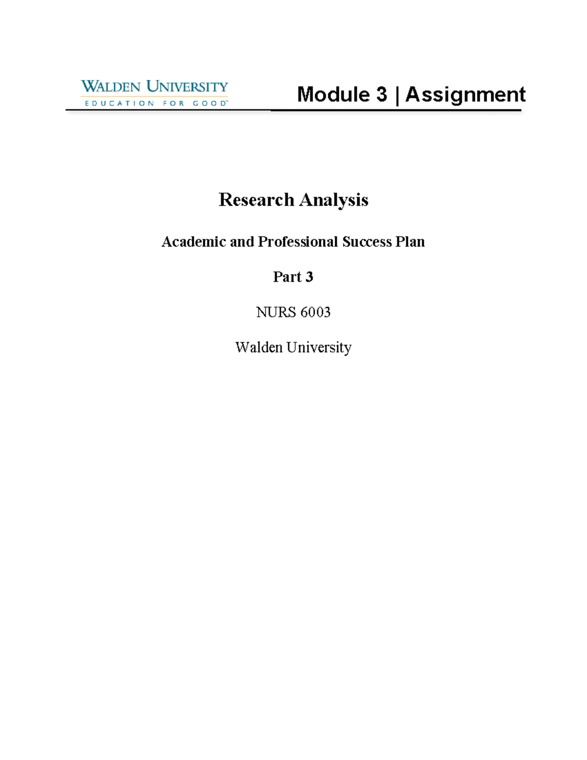 NURS 6003 Module 3 Research Analysis on Dialysis Modalities - Studocu
