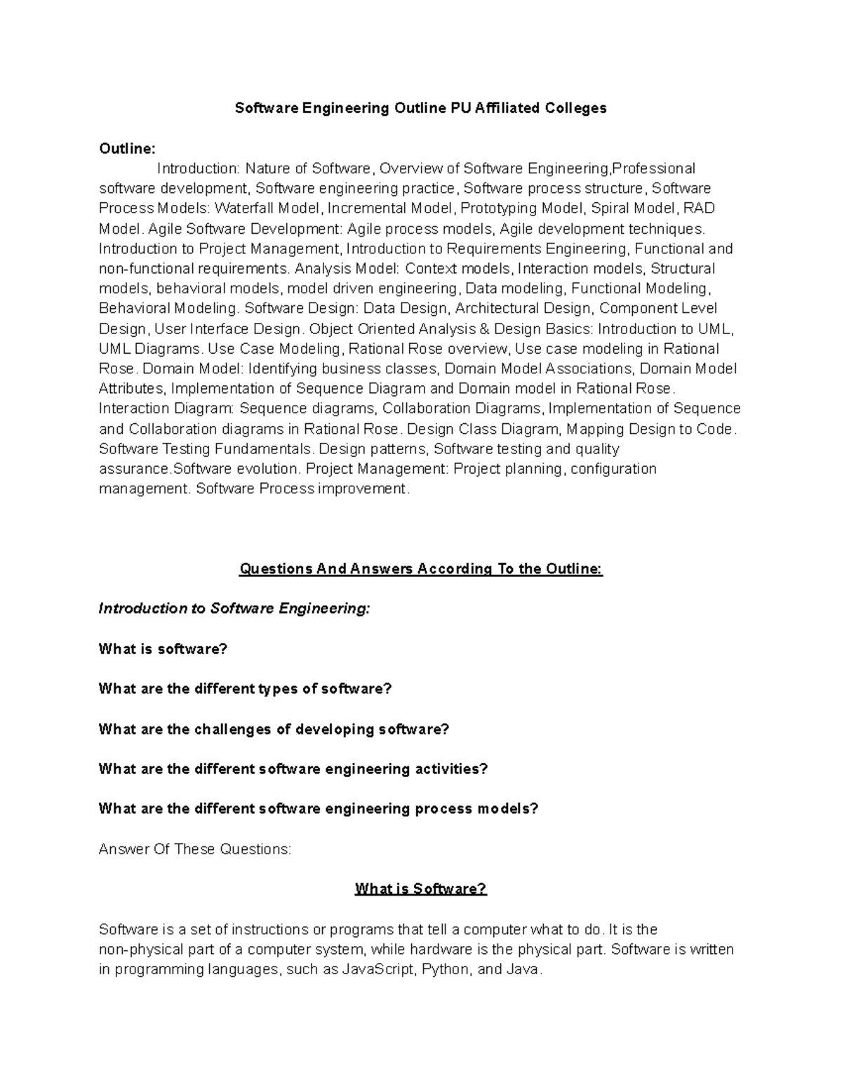 Software Engineering Lecture Notes (4th Semester) - Studocu
